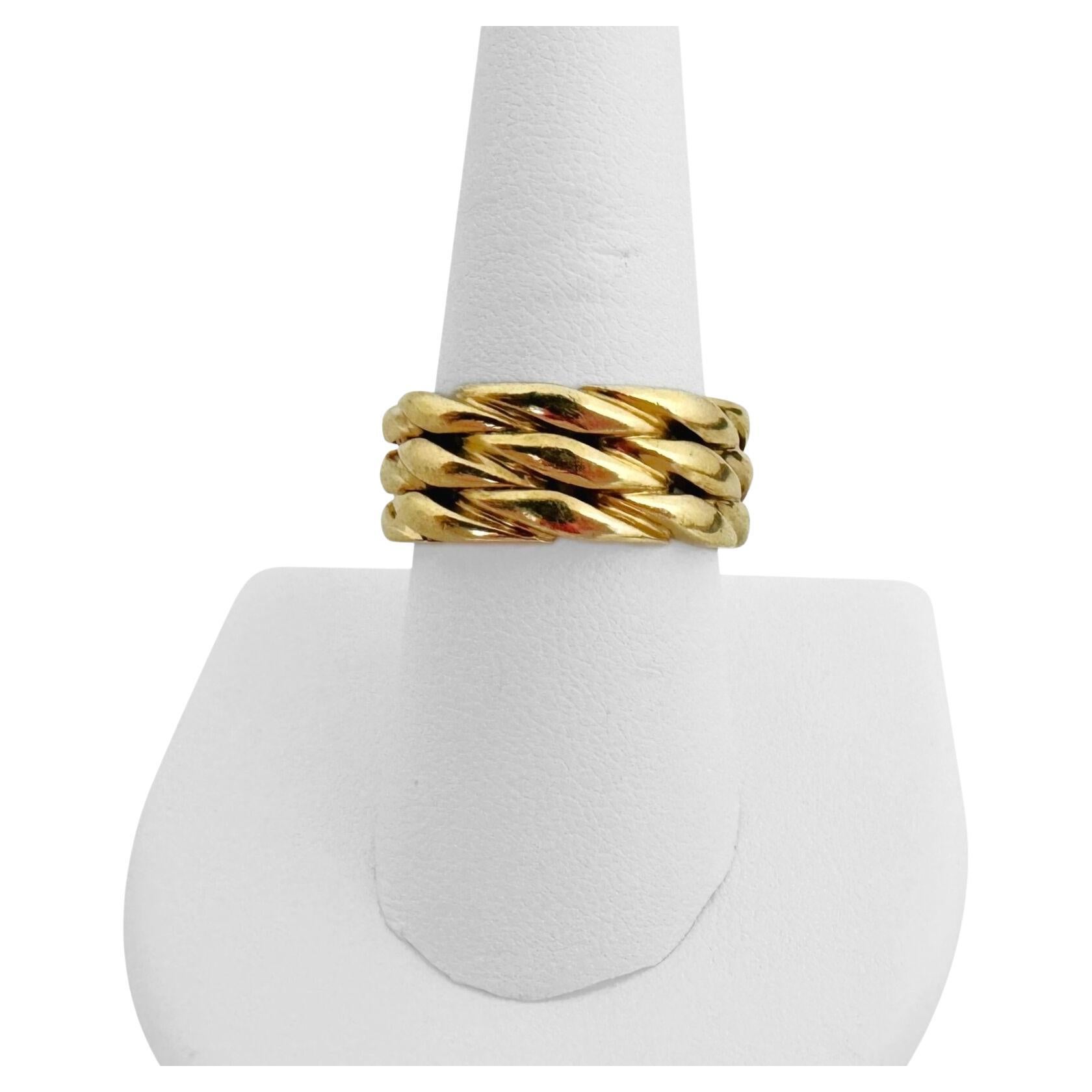 14 Karat Yellow Gold Solid Heavy Fancy Band Ring For Sale at 1stDibs