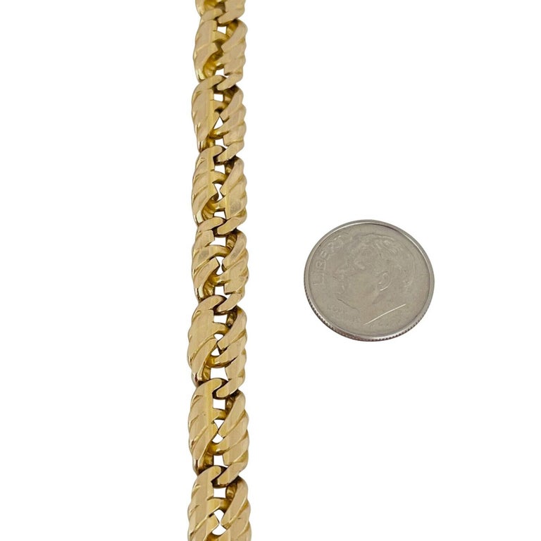 14 Karat Yellow Gold Solid Heavy Fancy Curb Link Chain Necklace, Italy ...