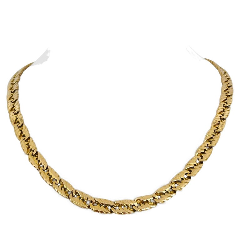14 Karat Yellow Gold Solid Heavy Fancy Curb Link Chain Necklace, Italy ...