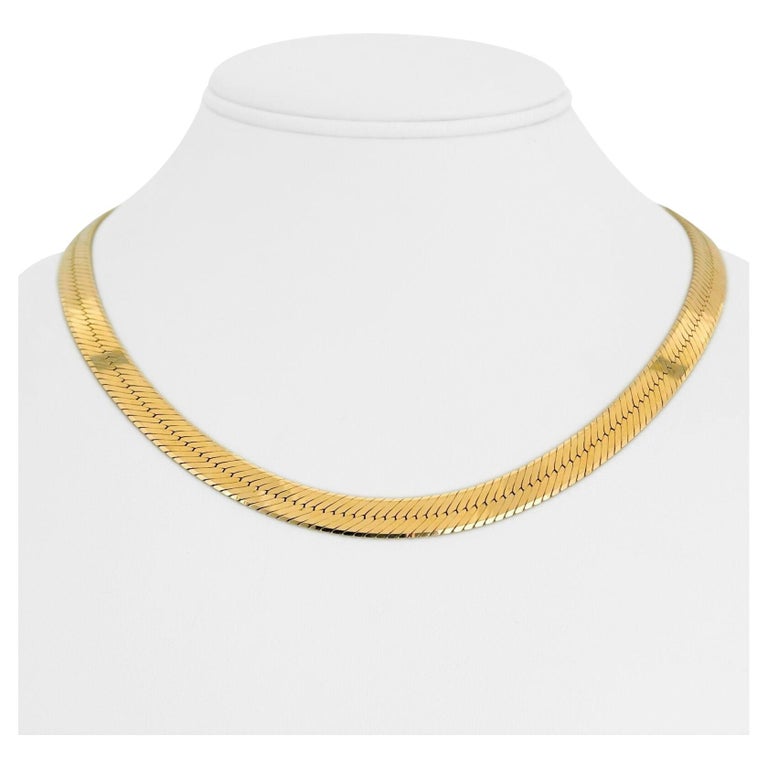 Collier à maillons en or jaune 14 carats massif à chevrons lourds ...