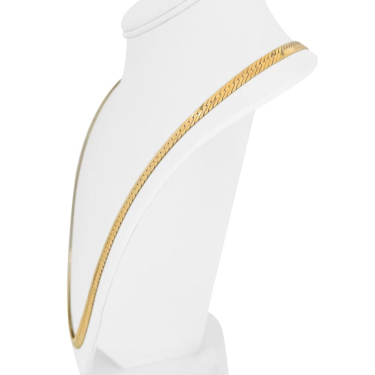 14 Karat Yellow Gold Solid Heavy Long Herringbone Link Chain Necklace ...