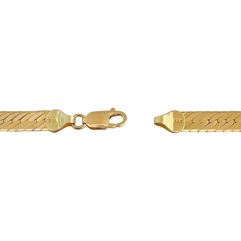 14 Karat Yellow Gold Solid Heavy Long Herringbone Link Chain Necklace ...
