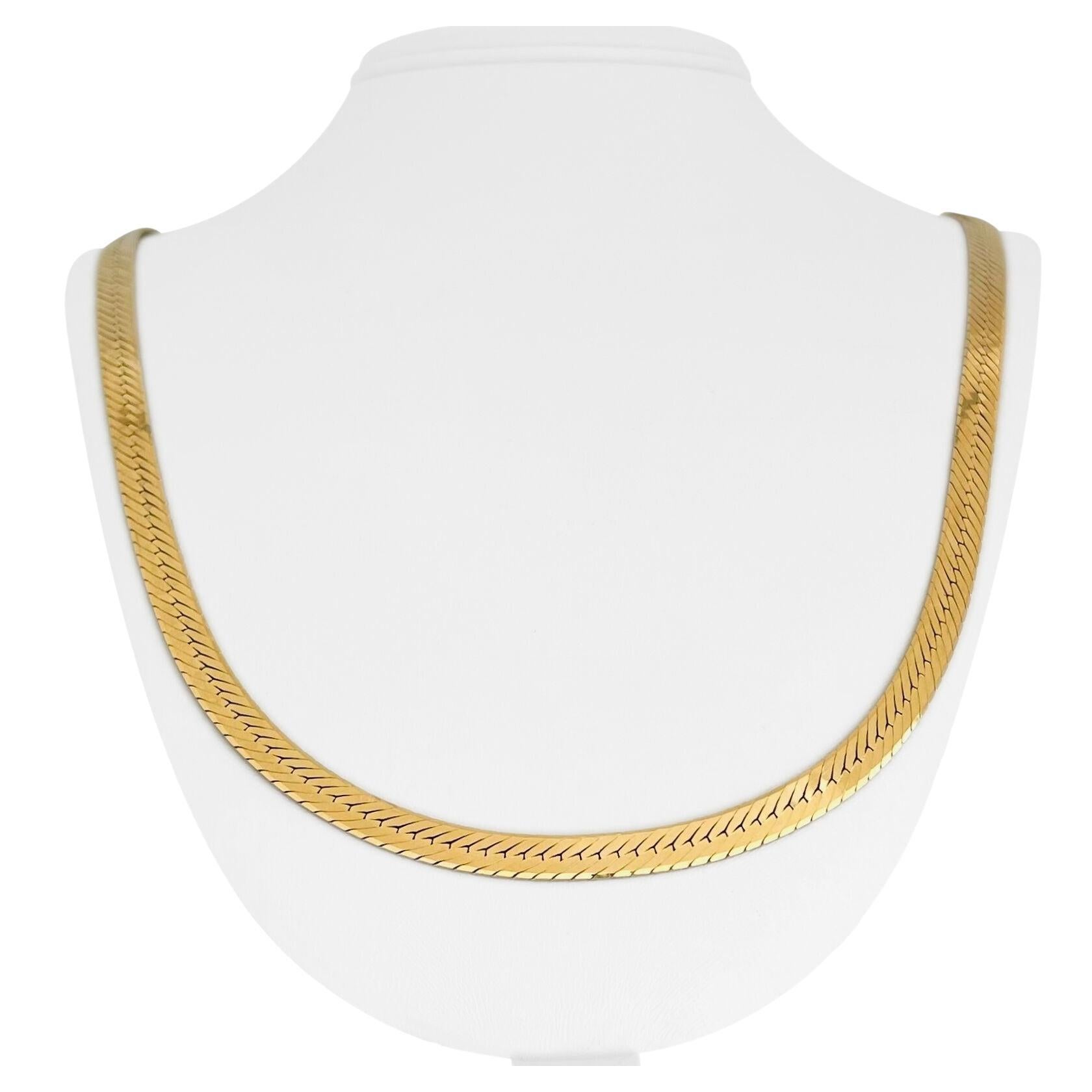 14 Karat Yellow Gold Solid UnoAErre Herringbone Link Necklace, Italy ...