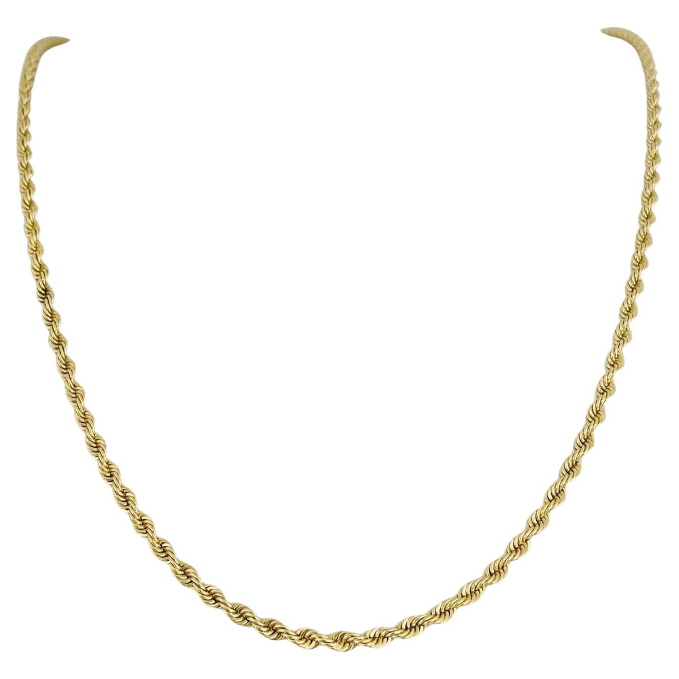 Rope Design and High Polished Long Gold Necklace For Sale at 1stDibs