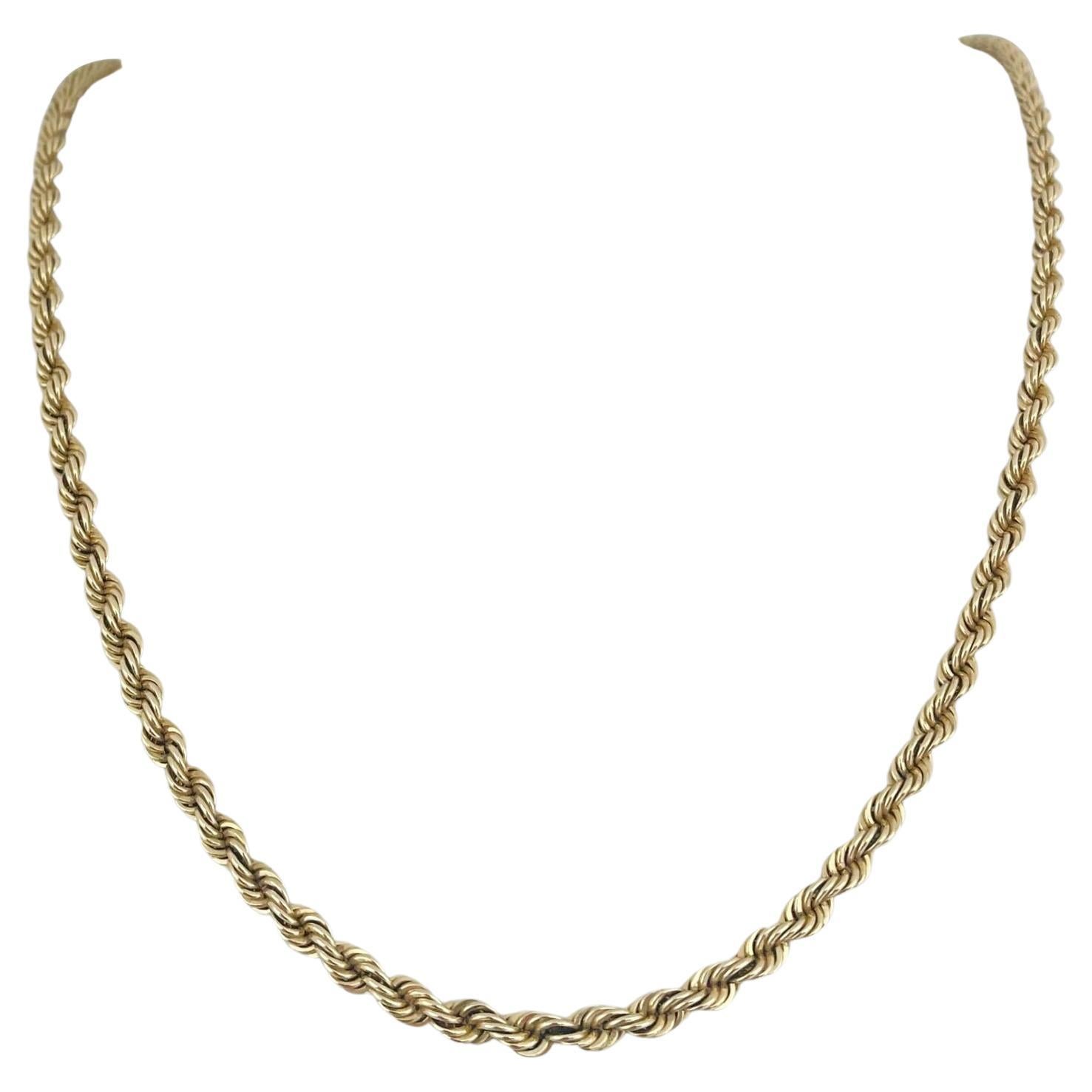 14 Karat Yellow Gold Heavy 22" Long 5mm Diamond Cut Rope Chain Necklace ...