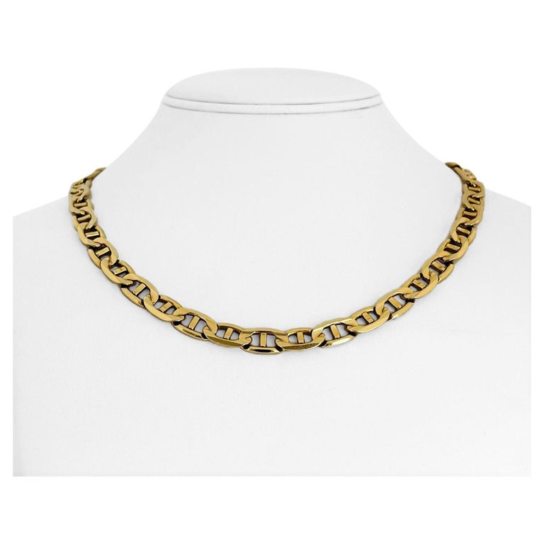 14 Karat Yellow Gold Solid Heavy Mariner Gucci Link Chain Necklace ...