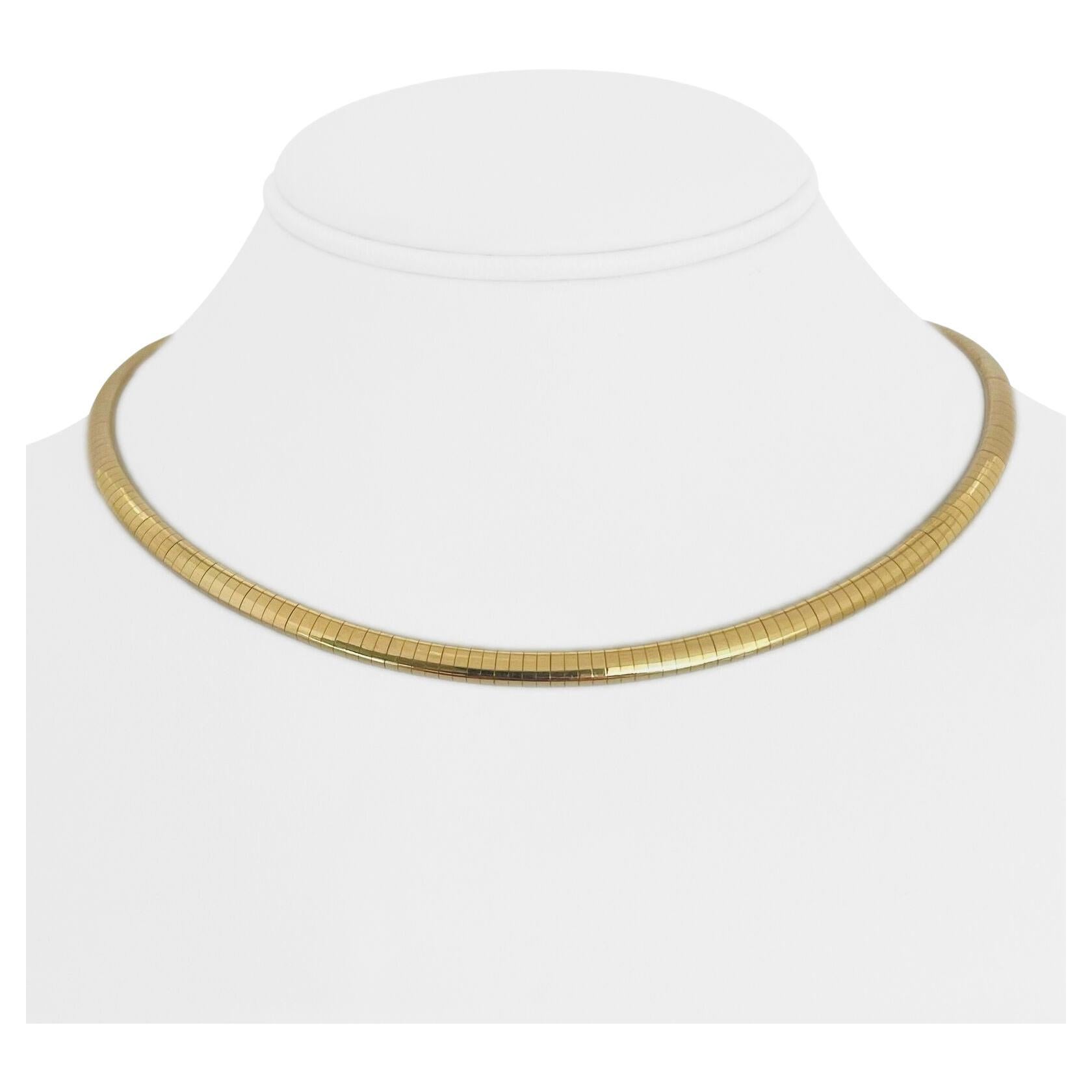 14 Karat Yellow Gold Heavy Graduated Omega Link Necklace For Sale at ...