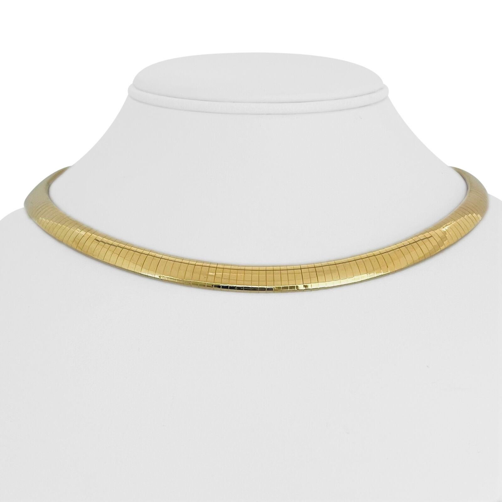 14 Karat Yellow Gold Solid Heavy Ladies Omega Link Necklace, Italy For ...