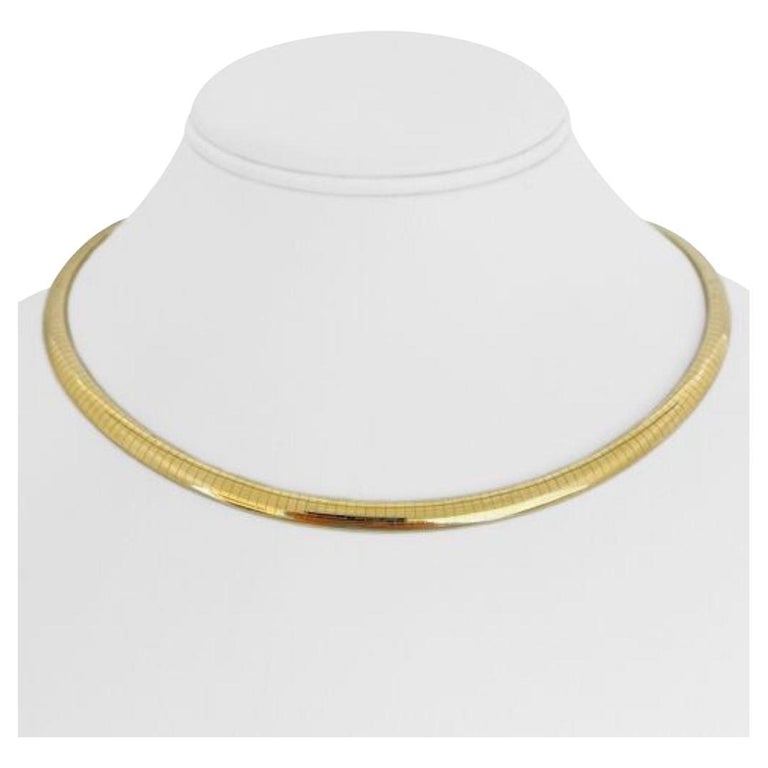 14 Karat Yellow Gold Solid Heavy Omega Link Necklace Italy For Sale at ...