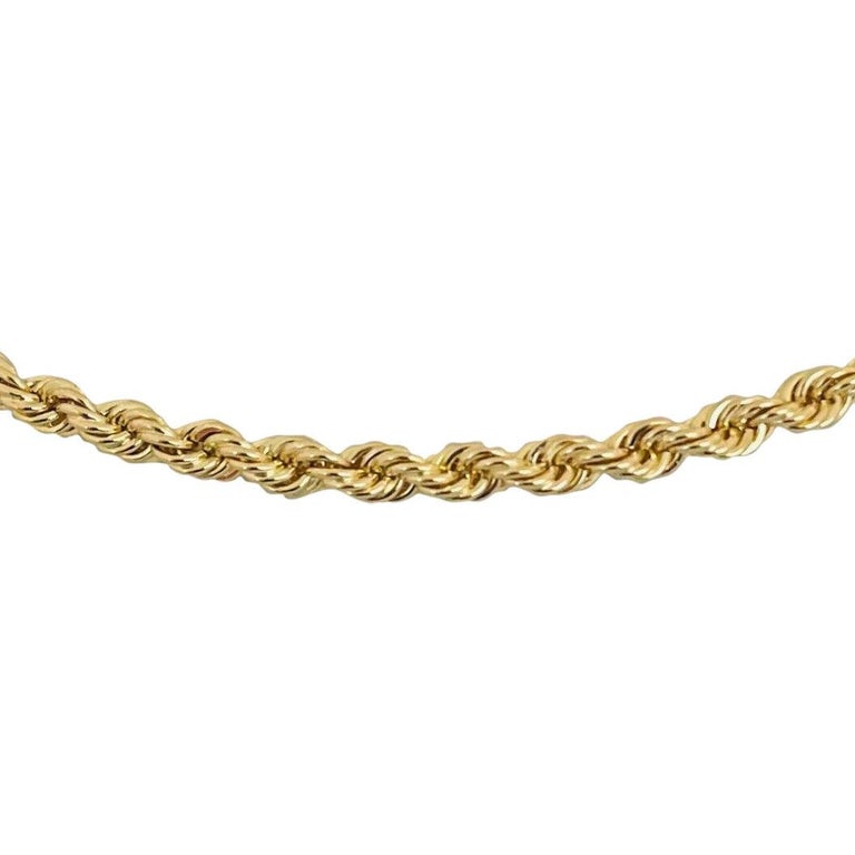 14 Karat Yellow Gold Solid Heavy Rope Chain Necklace For Sale at 1stDibs