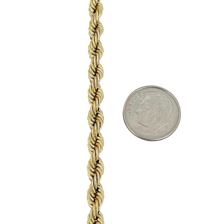 14 Karat Yellow Gold Solid Heavy Rope Chain Necklace For Sale at 1stDibs