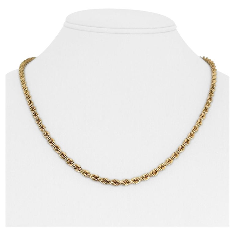 14 Karat Yellow Gold Solid Heavy Rope Chain Necklace For Sale at 1stDibs