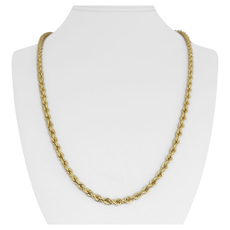 14 Karat Yellow Gold Solid Heavy Rope Chain Necklace For Sale at 1stDibs