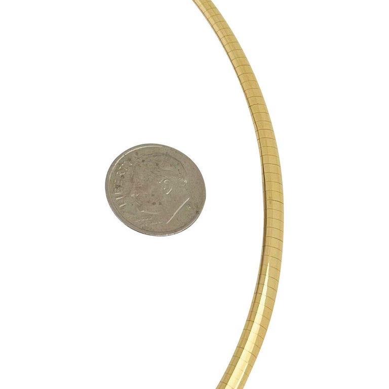 14 Karat Yellow Gold Solid Ladies Omega Link Collar Necklace For Sale ...