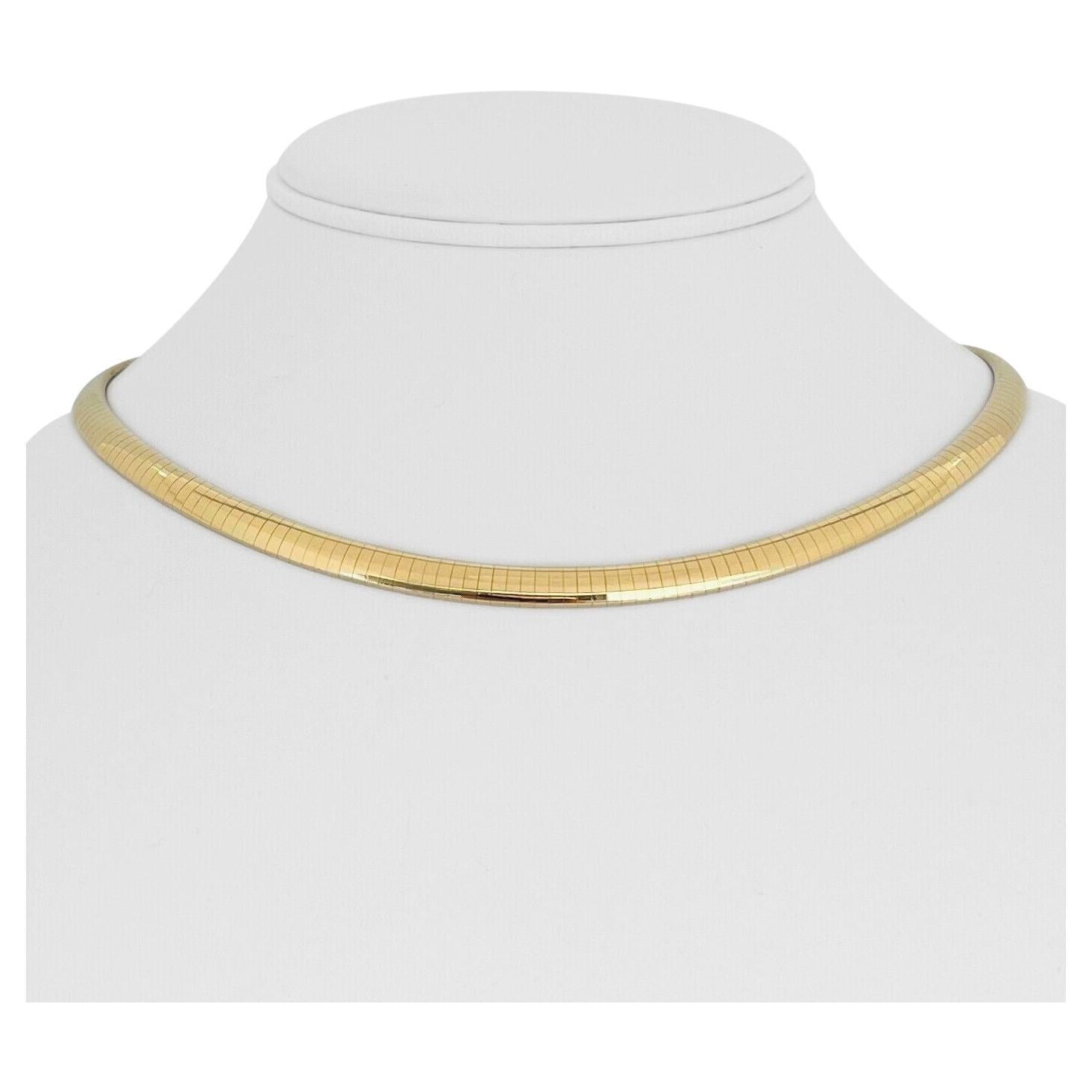 14 Karat Yellow Gold Solid Ladies Omega Link Collar Necklace, Italy For ...