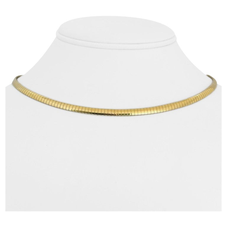 14 Karat Yellow Gold Solid Ladies Omega Link Collar Necklace, Italy For ...