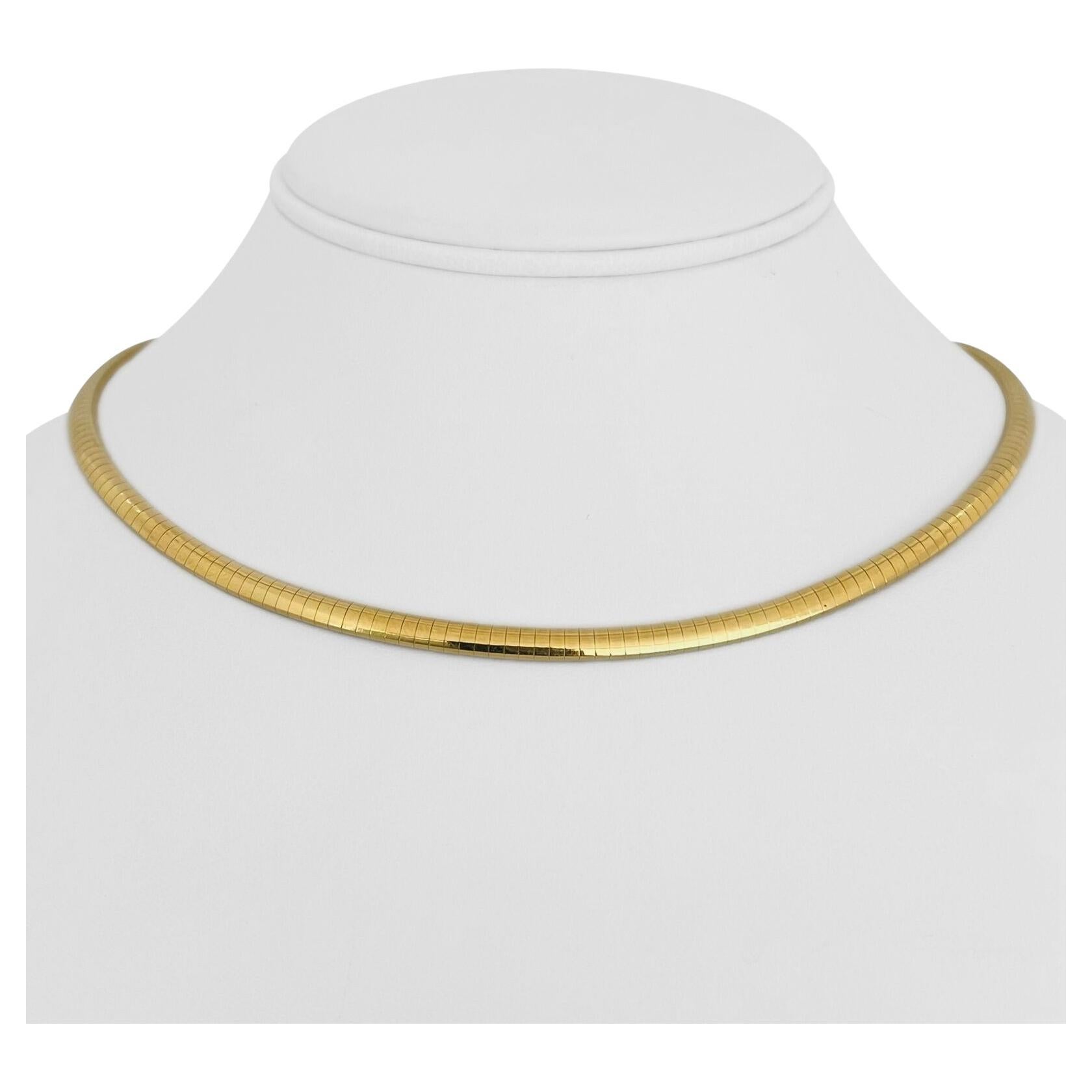 14 Karat Yellow Gold Solid Ladies Omega Link Collar Necklace, Italy For ...