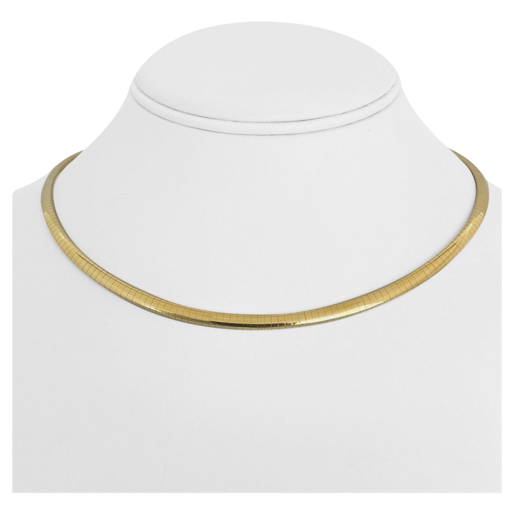 14 Karat Yellow Gold Solid Ladies Omega Link Necklace Italy For Sale at ...