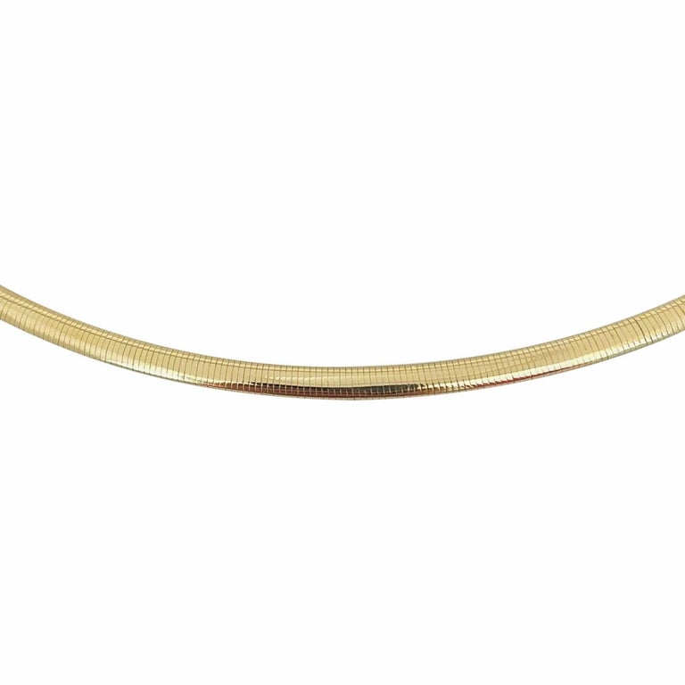 14 Karat Yellow Gold Solid Ladies Omega Link Necklace Italy For Sale at ...