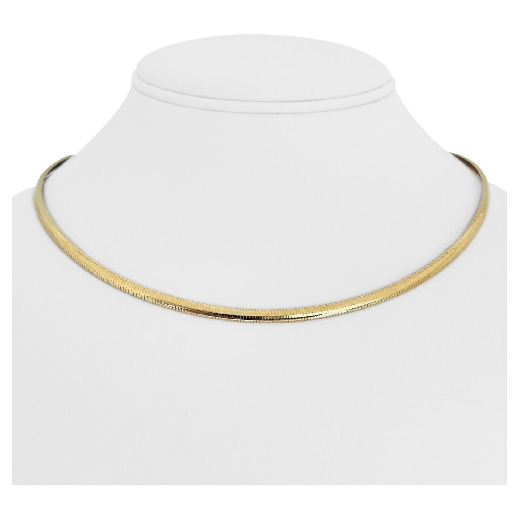 14 Karat Yellow Gold Solid Ladies Omega Link Necklace Italy For Sale at ...