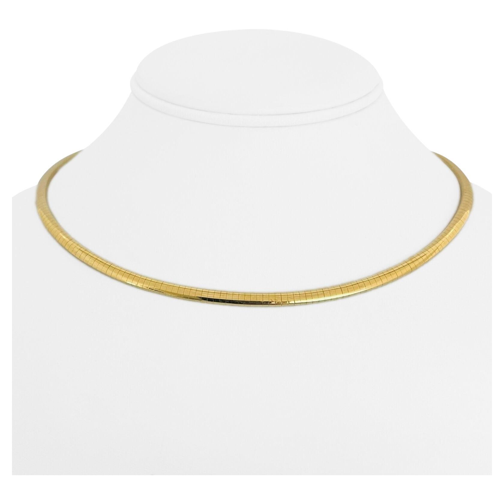14 Karat Yellow Gold Solid Ladies Omega Link Necklace Italy For Sale at ...