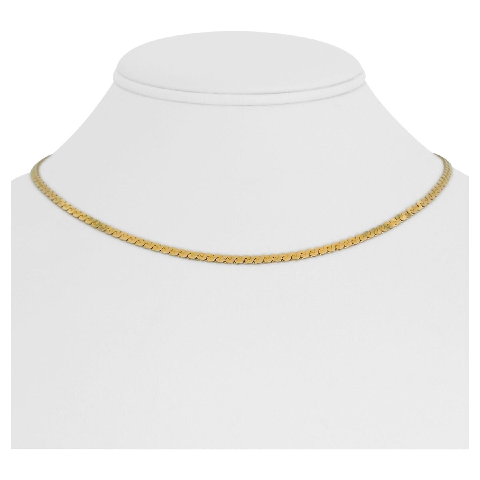 18 Karat Yellow Gold Solid Thin Serpentine Link Chain Necklace Italy ...