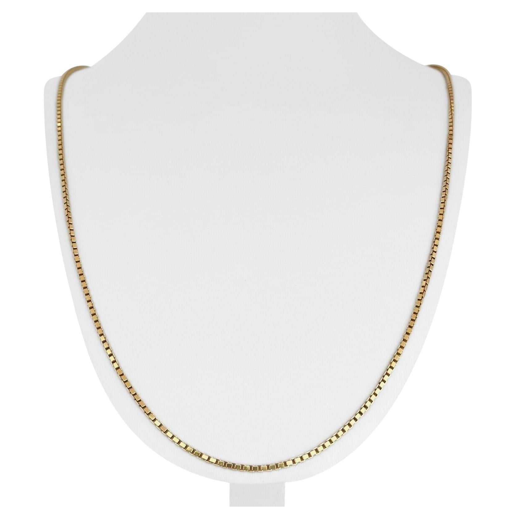 14 Karat Yellow Gold Solid Ladies Box Link Chain Necklace For Sale at ...