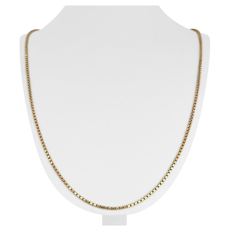 14 Karat Yellow Gold Solid Long Box Link Chain Necklace Italy For Sale ...
