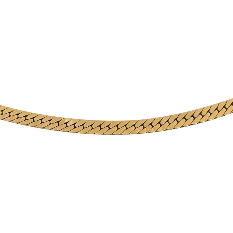 14 Karat Yellow Gold Solid Long Herringbone Link Chain Necklace Italy ...