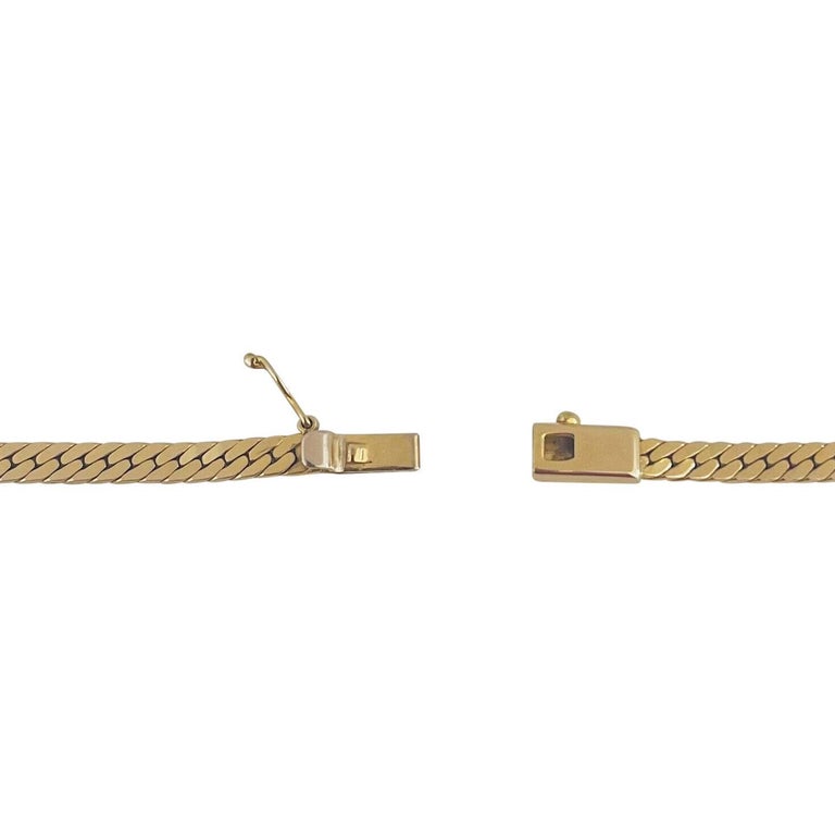 14 Karat Yellow Gold Solid Long Herringbone Link Chain Necklace Italy ...