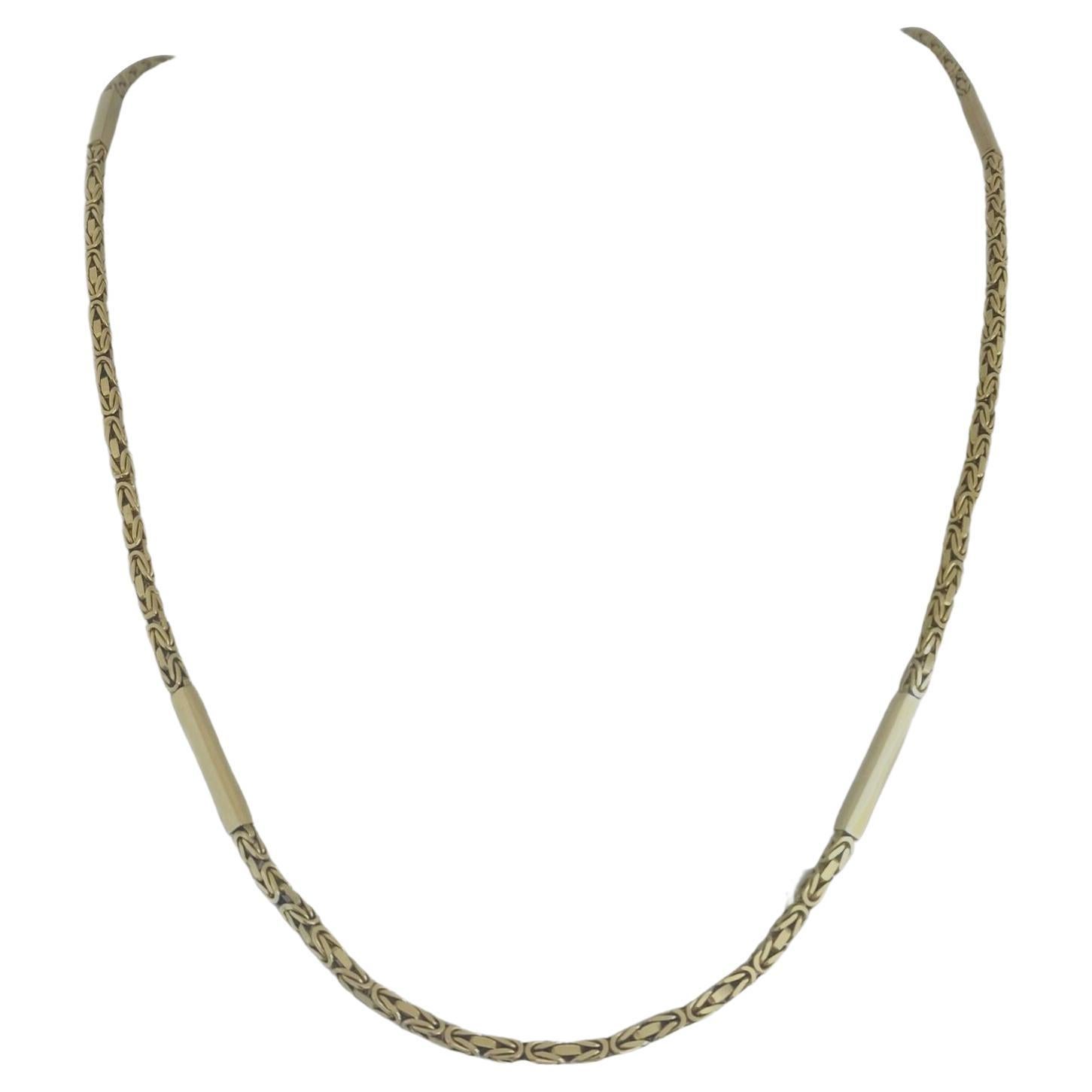 14 Karat Yellow Gold Hollow Squared Byzantine Link Chain Necklace Italy ...