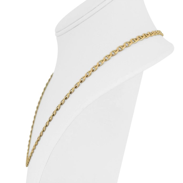 14 Karat Yellow Gold Solid Mariner Gucci Link Chain Necklace For Sale ...