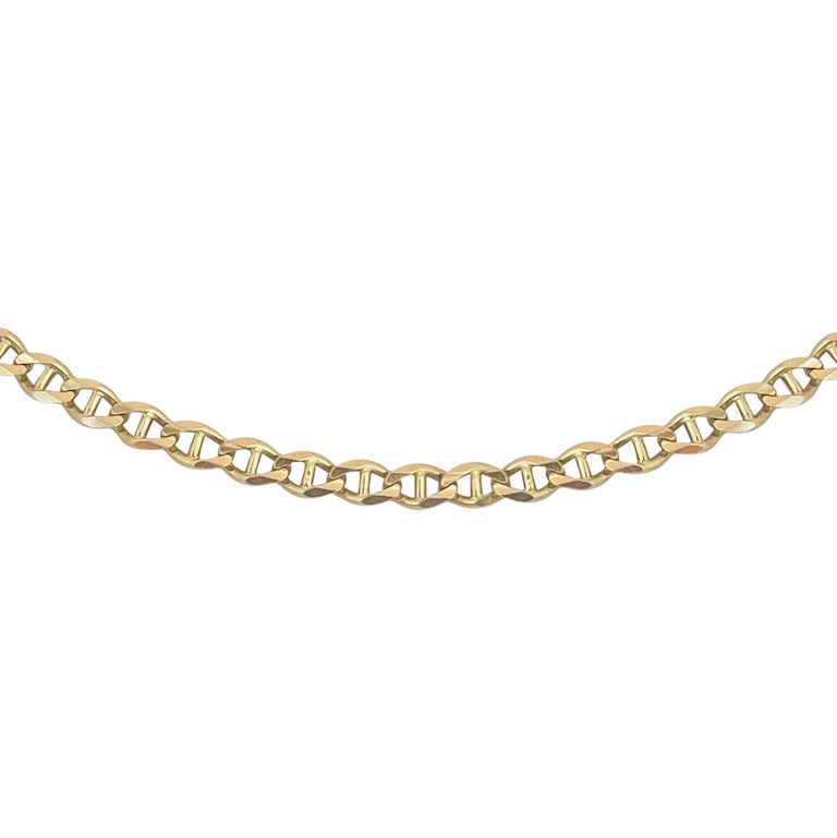 14 Karat Yellow Gold Solid Mariner Gucci Link Chain Necklace For Sale ...