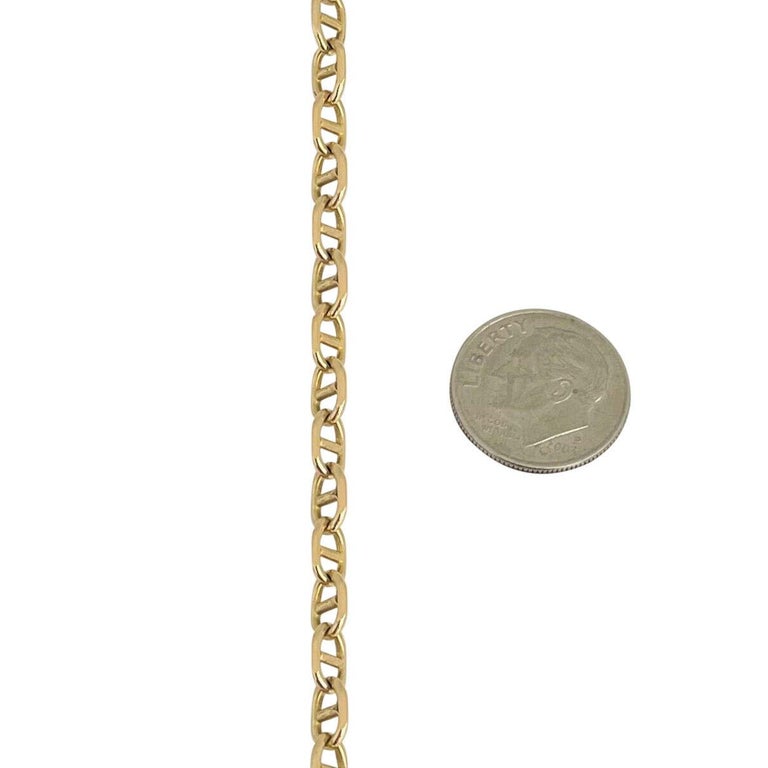 14 Karat Yellow Gold Solid Mariner Gucci Link Chain Necklace For Sale ...