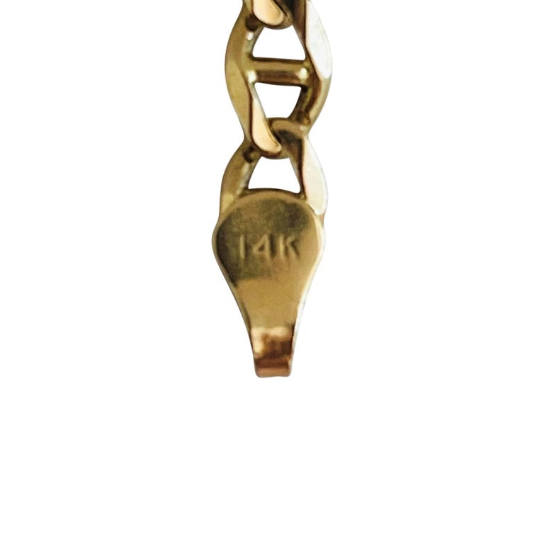 14 Karat Yellow Gold Solid Mariner Gucci Link Chain Necklace For Sale at 1stDibs