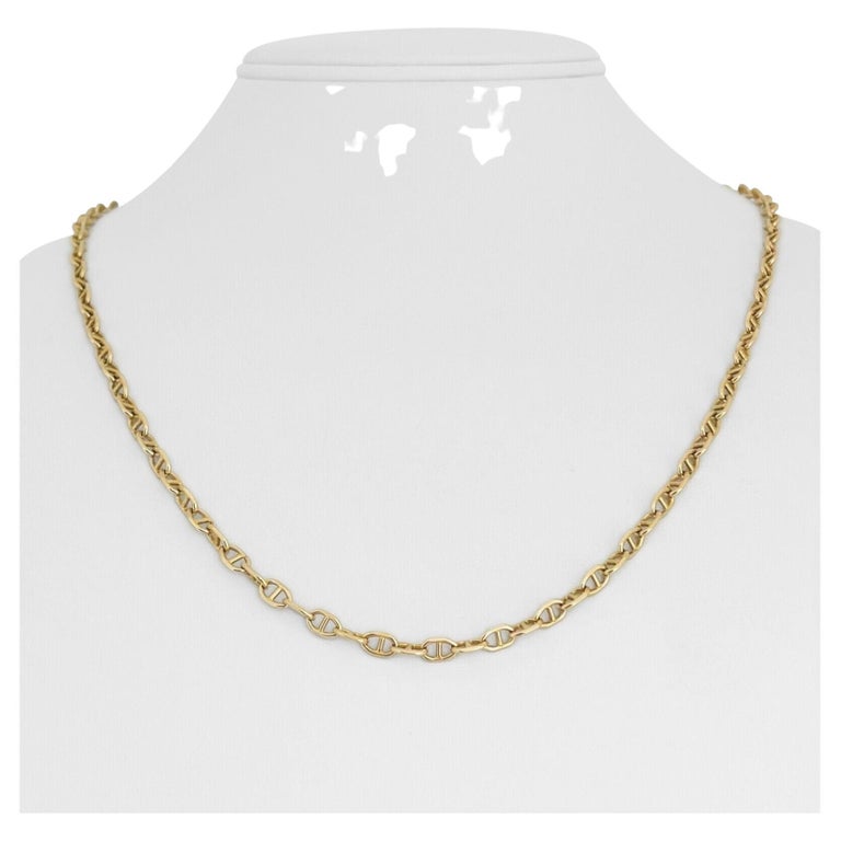 14 Karat Yellow Gold Solid Mariner Gucci Link Chain Necklace For Sale ...