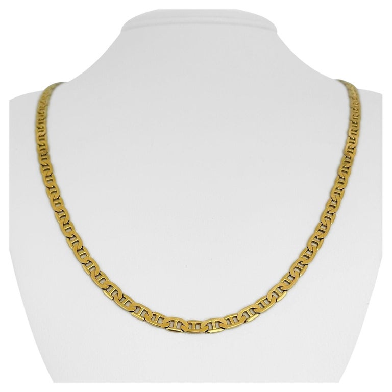 14 Karat Yellow Gold Solid Mariner Gucci Link Chain Necklace For Sale ...