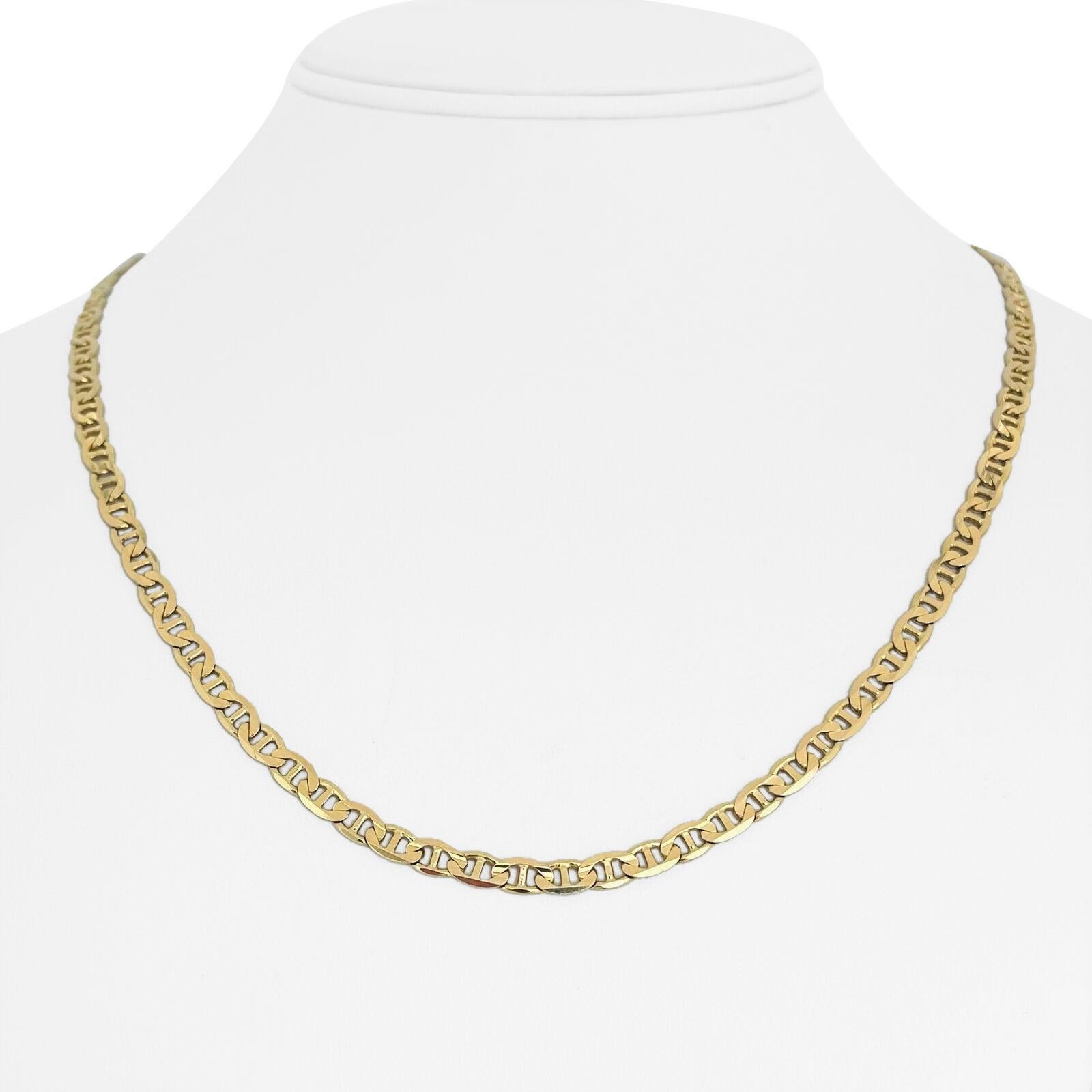 14 Karat Yellow Gold Solid Mariner Gucci Link Chain Necklace For Sale ...