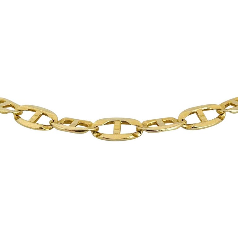 14 Karat Yellow Gold Solid Mariner Gucci Link Chain Necklace Italy For ...