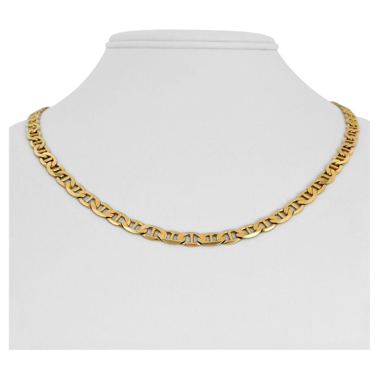 14 Karat Yellow Gold Solid Mariner Gucci Link Chain Necklace Italy For ...