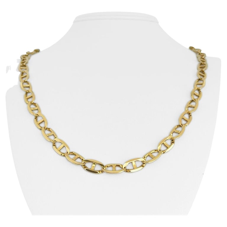 14 Karat Yellow Gold Solid Mariner Gucci Link Chain Necklace Italy For ...