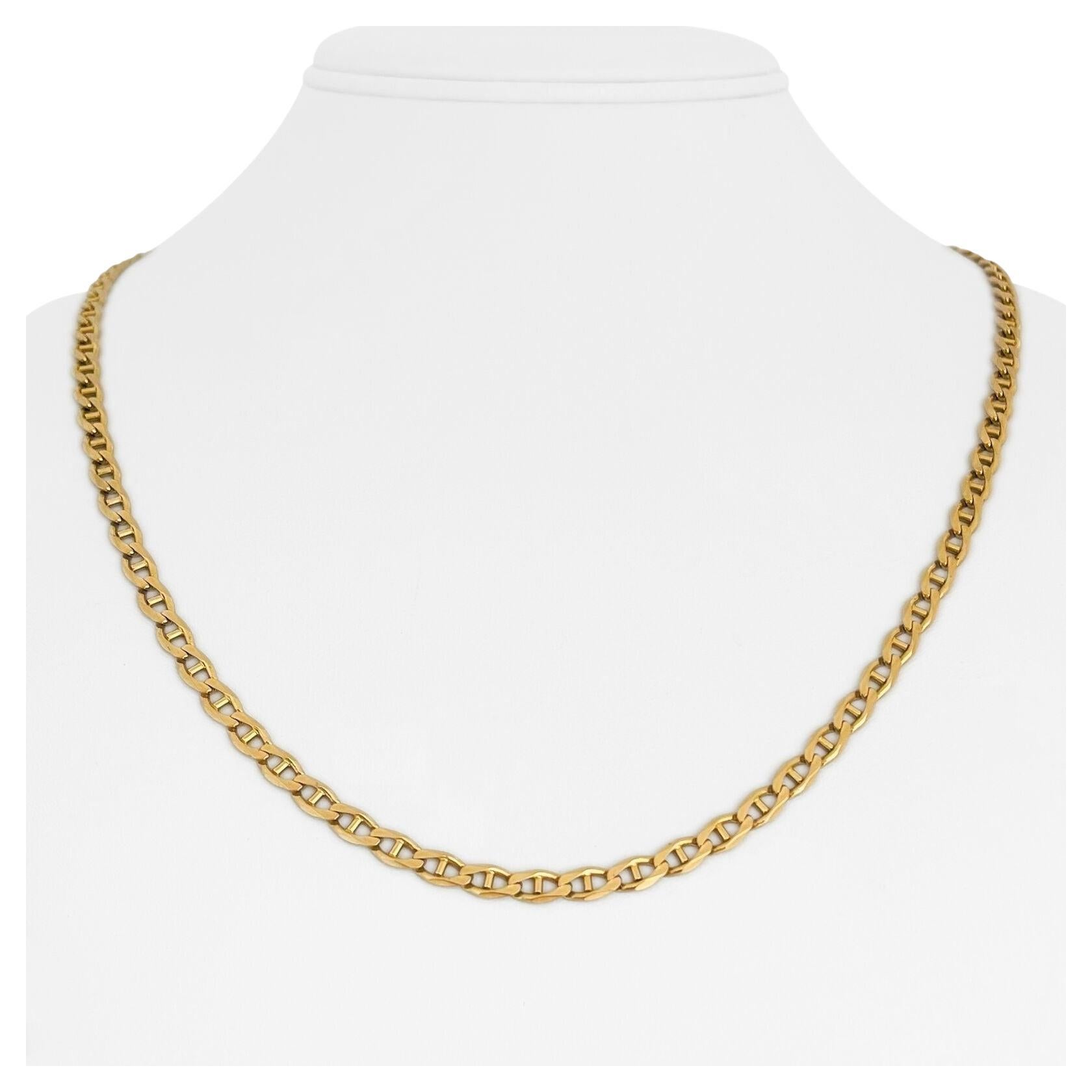 10 Karat Yellow Gold Hollow Puffy Mariner Gucci Link Chain Necklace For ...