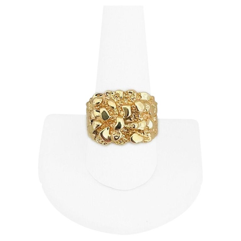 14 Karat Yellow Gold Solid Men's Chunky Nugget Ring For Sale at 1stDibs