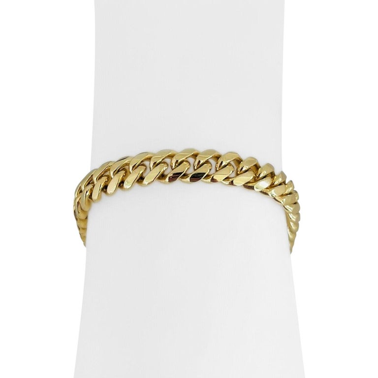 14 Karat Yellow Gold Solid Men's Cuban Curb Link Bracelet Turkey For ...