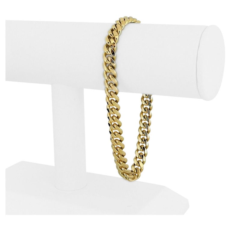 14 Karat Yellow Gold Solid Men's Cuban Curb Link Bracelet Turkey For ...