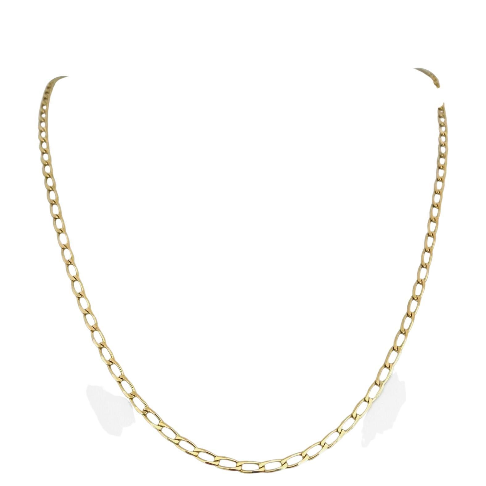 14 Karat Yellow Gold Solid Rectangular Curb Link Chain Necklace, Italy ...