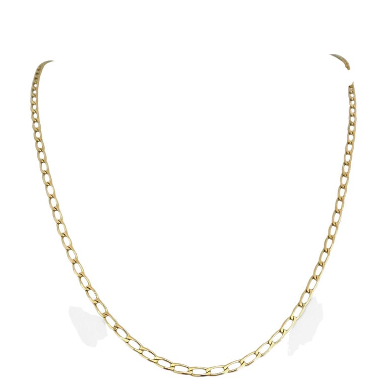 14 Karat Yellow Gold Solid Rectangular Curb Link Chain Necklace, Italy ...