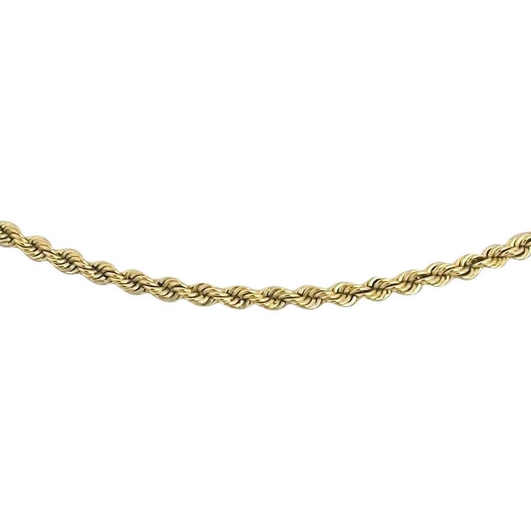 14 Karat Yellow Gold Solid Rope Chain Necklace For Sale at 1stDibs
