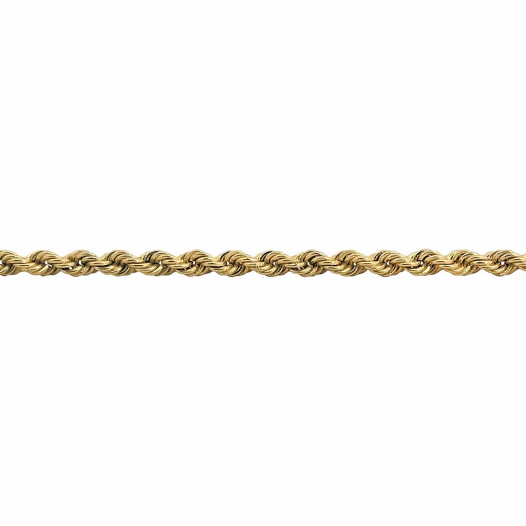 14 Karat Yellow Gold Solid Rope Chain Necklace For Sale at 1stDibs