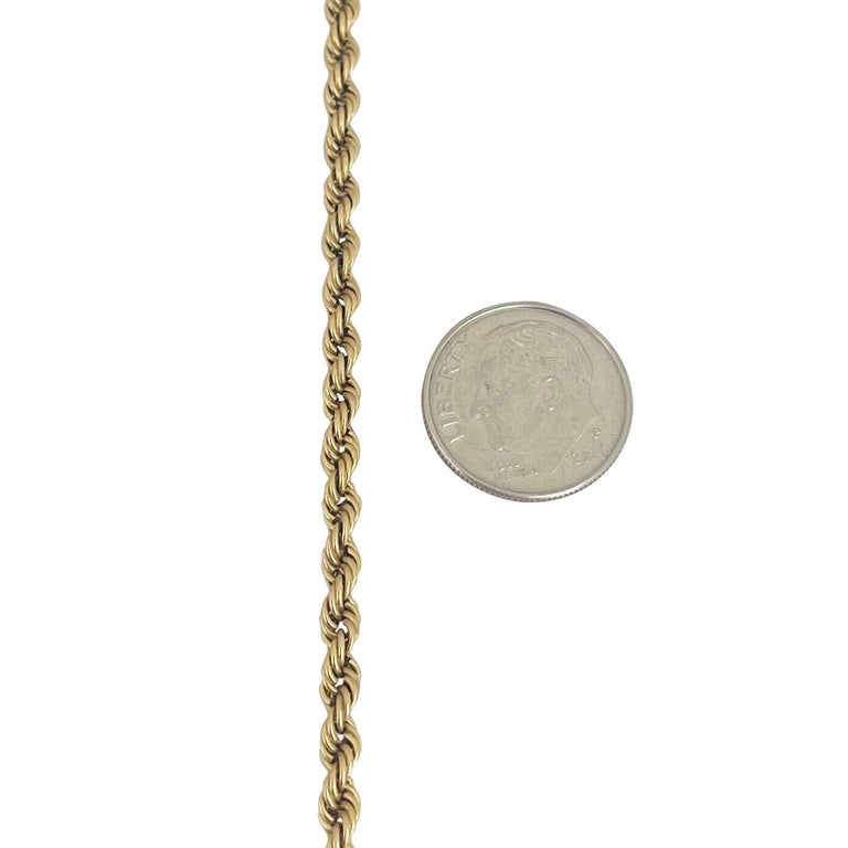 14 Karat Yellow Gold Solid Rope Chain Necklace For Sale at 1stDibs